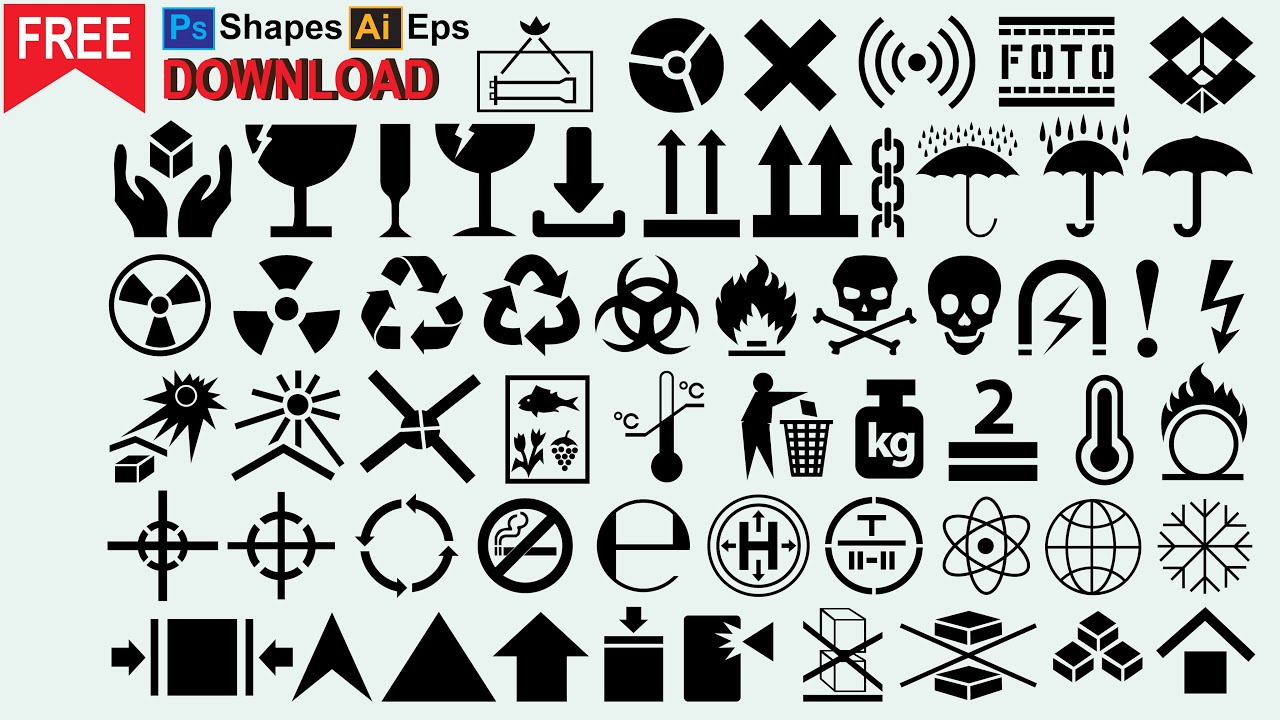 photoshop custom shapes packaging symbols free download with adobe ...