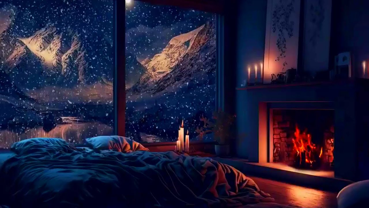Cozy Cabin Nights: Winter Hut Ambience with Blizzard, Wind & Fireplace ...