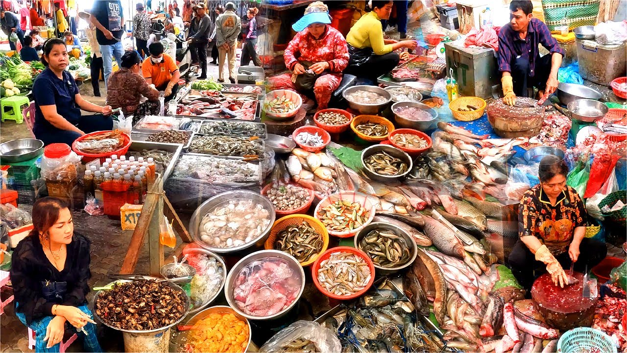 Activities at Boeung Trabek Market. The Cambodian Market Has Fish ...