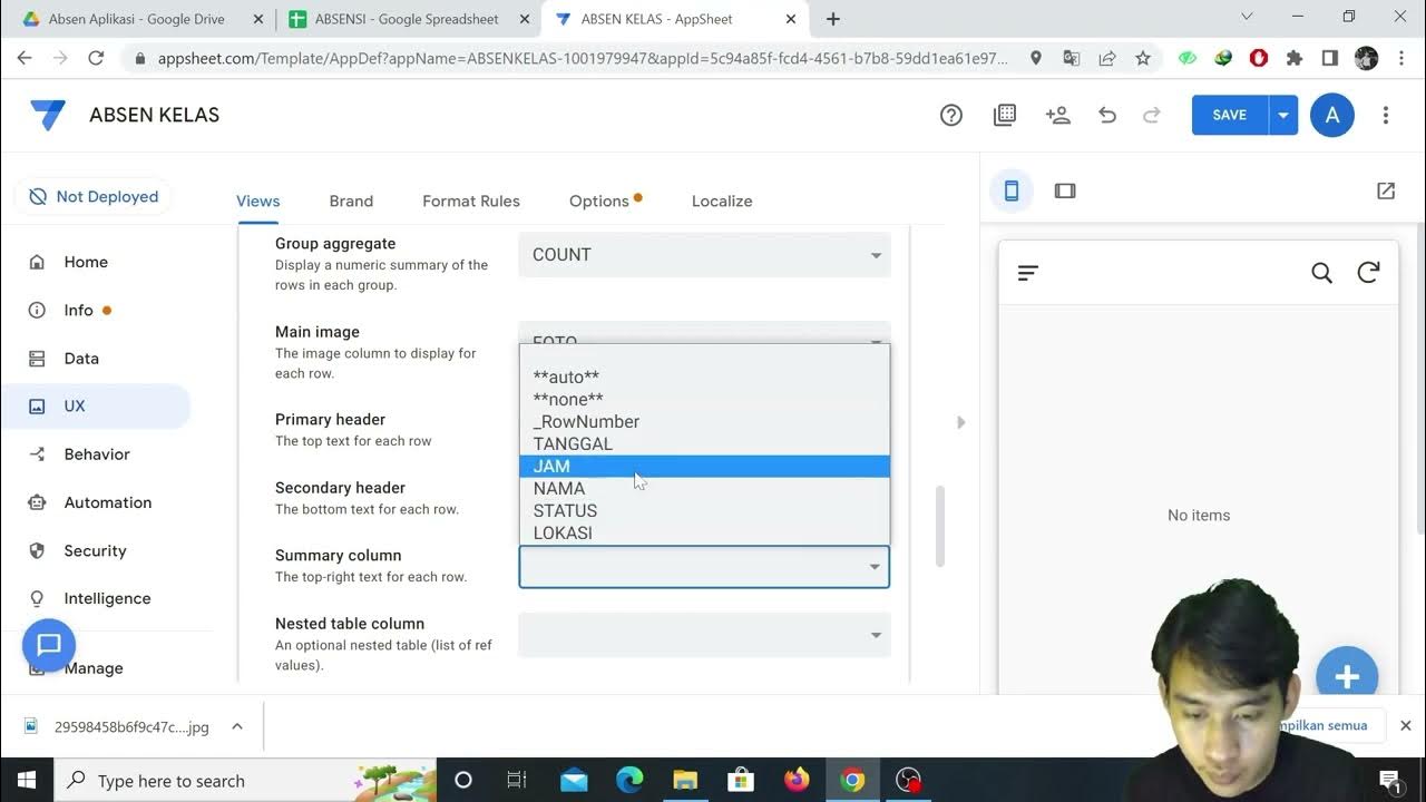 Tutorial membuat aplikasi absen menggunakan appsheet - YouTube