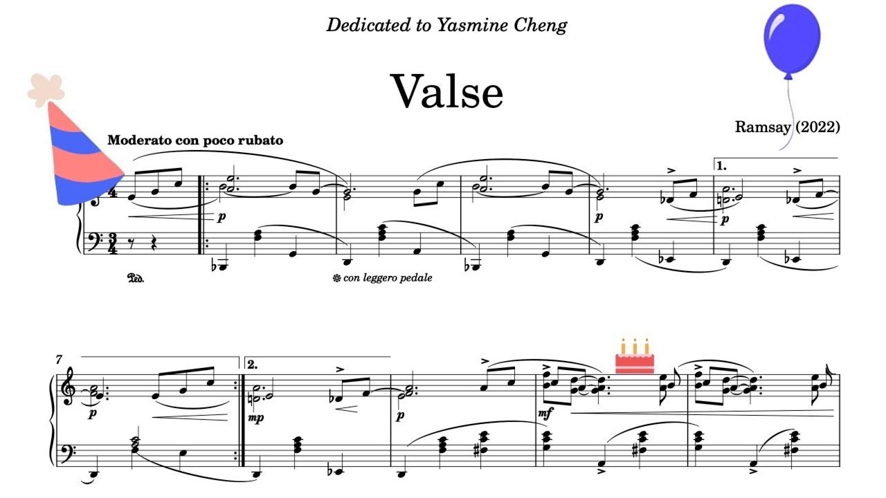 Two Birthday Waltzes for Solo Piano (2022 - 23) - YouTube