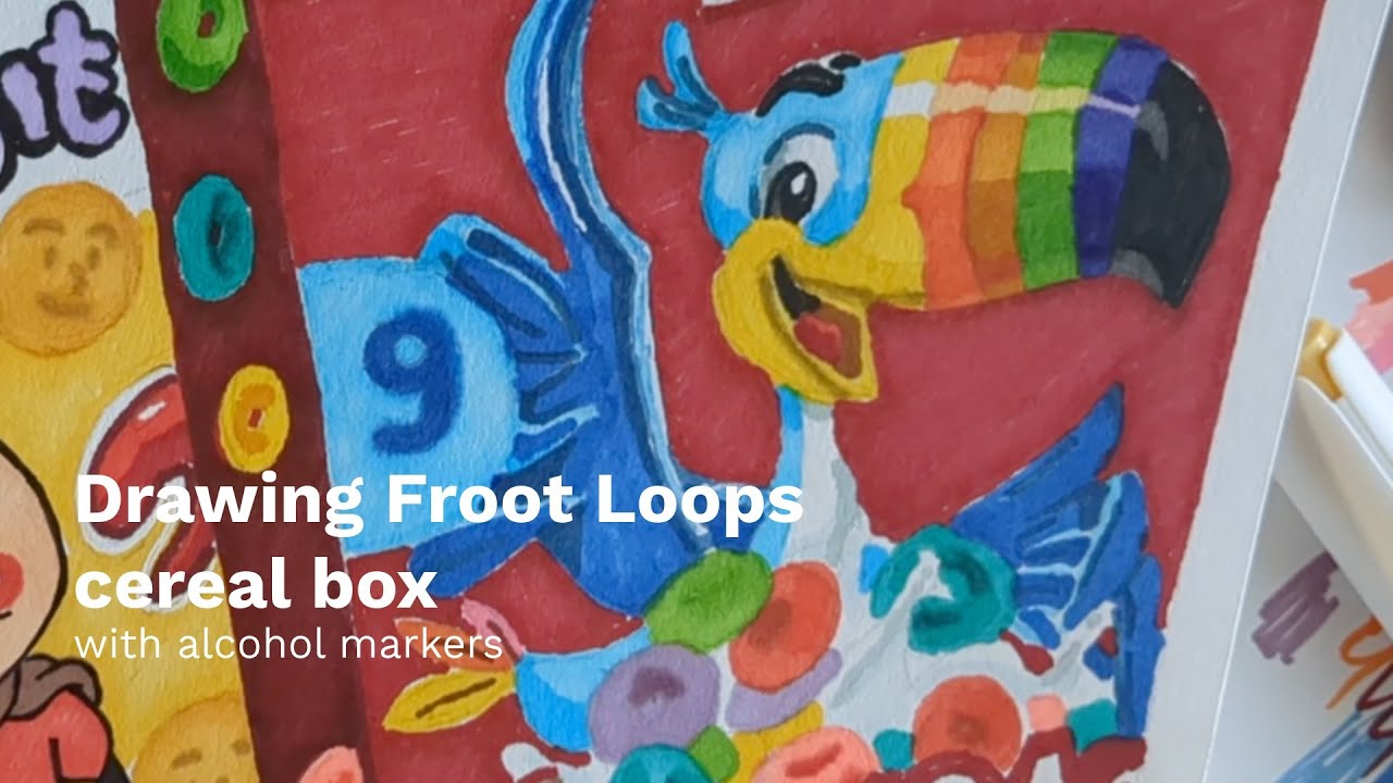 Drawing Froot Loops cereal box with alcohol markers. - YouTube