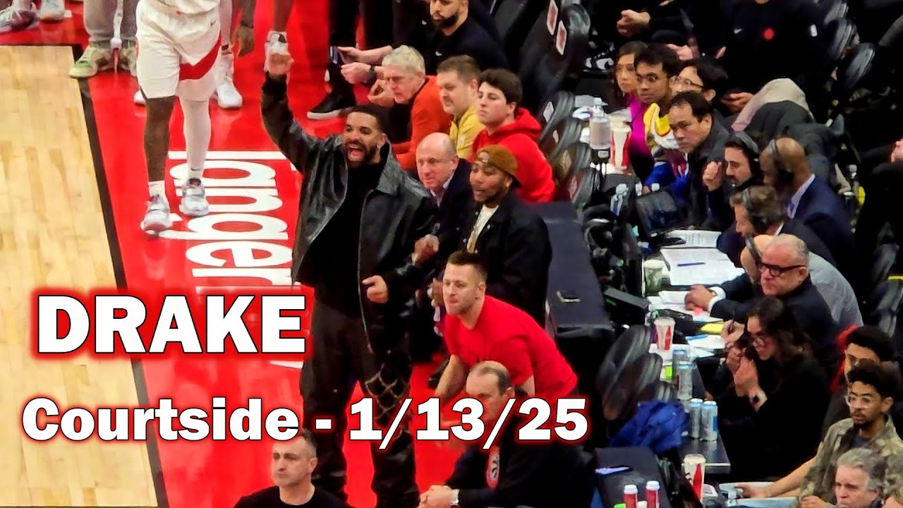 Courtside-DRAKE - Raptors vs. Warriors Game 1/13/25 - YouTube