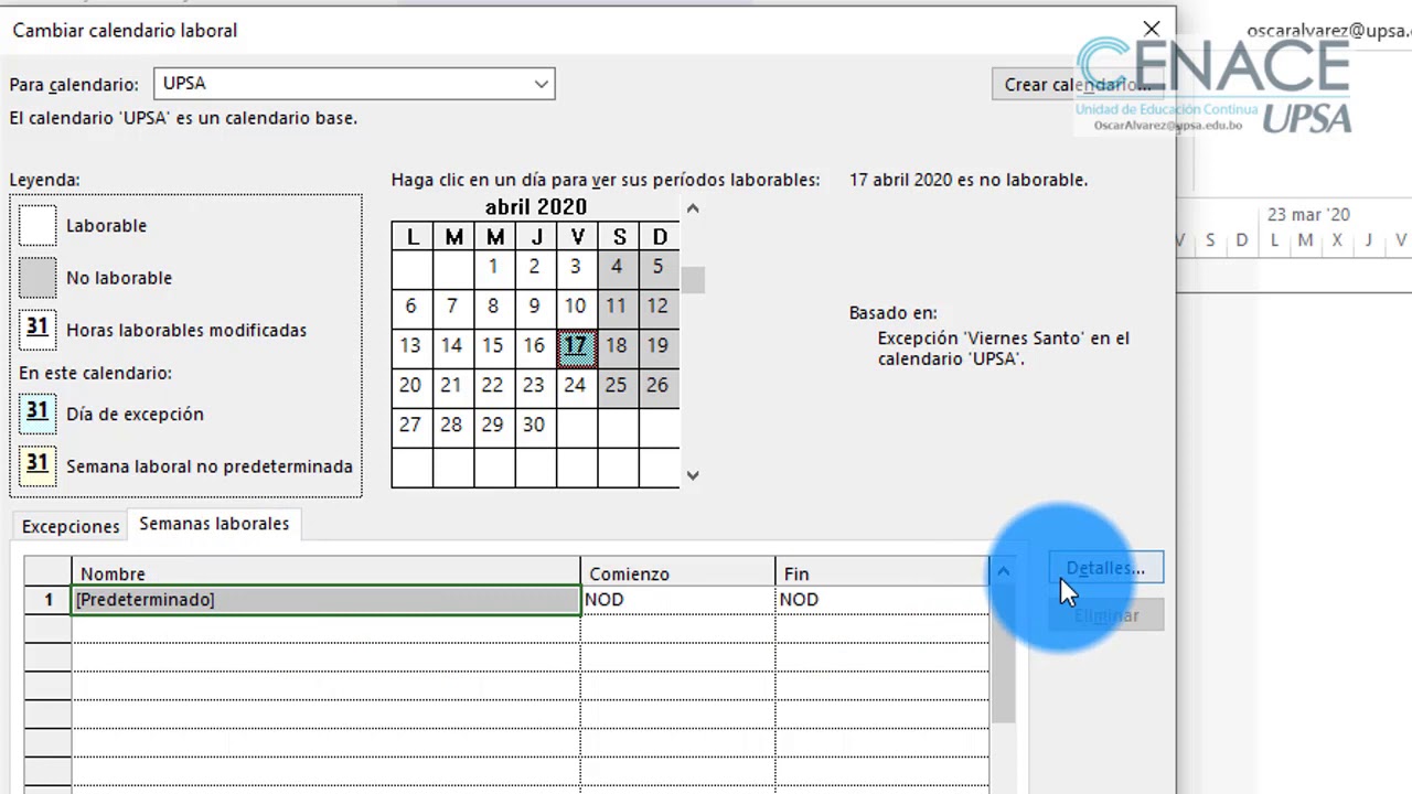 MS Project, Configurar el Calendario Laboral - YouTube