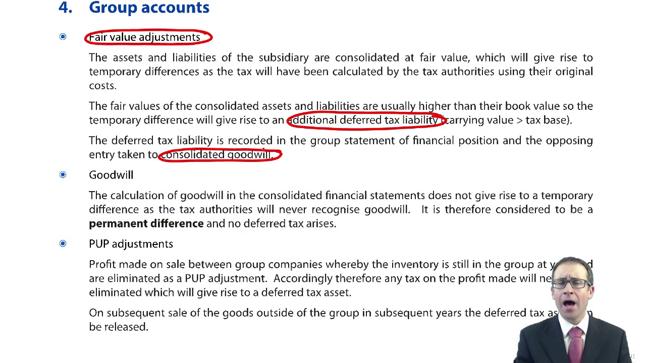 Deferred tax (IAS 12) - Group accounts - ACCA (SBR) lectures - YouTube