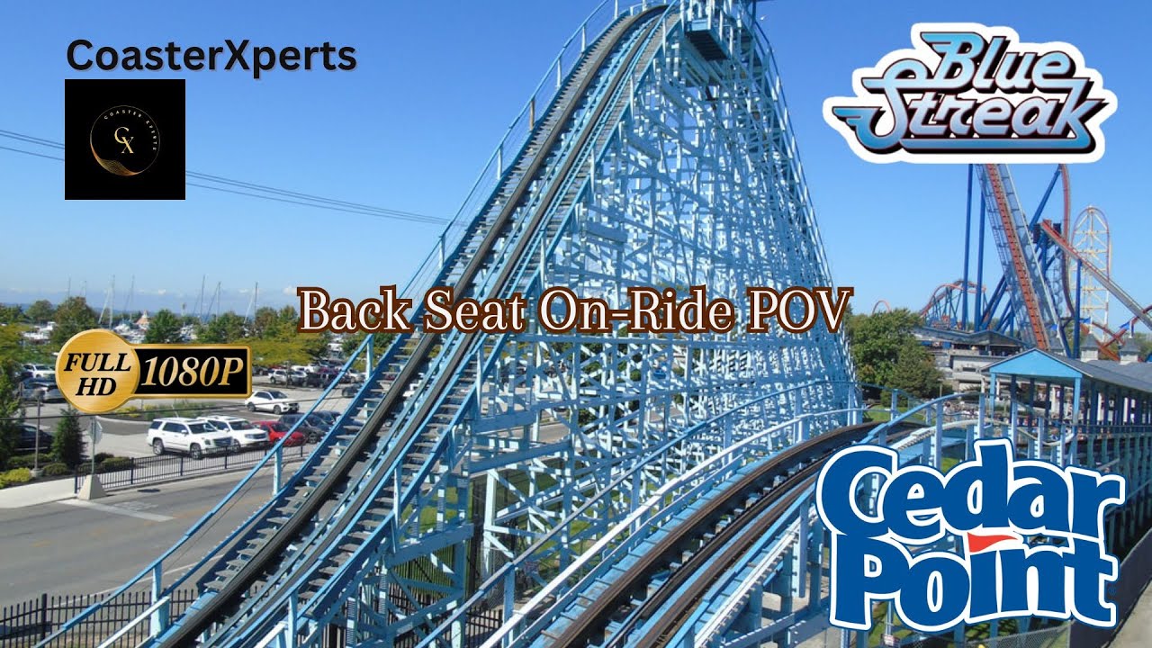 Blue Streak Wooden Roller Coaster 🎢🌅 Back Seat On-Ride POV at Cedar ...