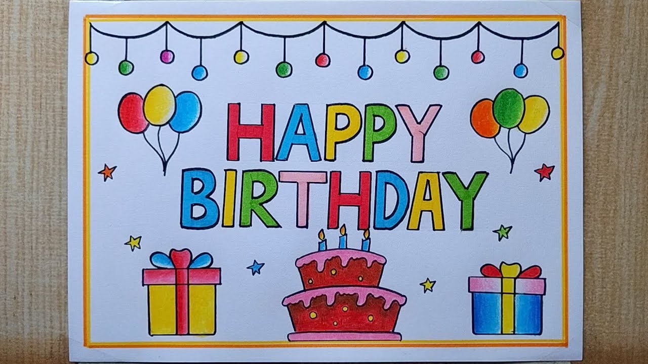 Happy Birthday Card Drawing easy| Beautiful 😍 Birthday Card drawing ...