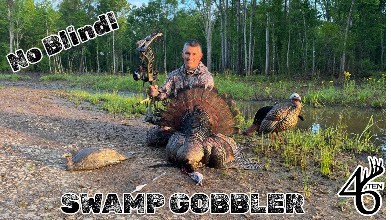NO BLIND SWAMP GOBBLERS w BOW!! Turkey Hunting South GA Late Season ...