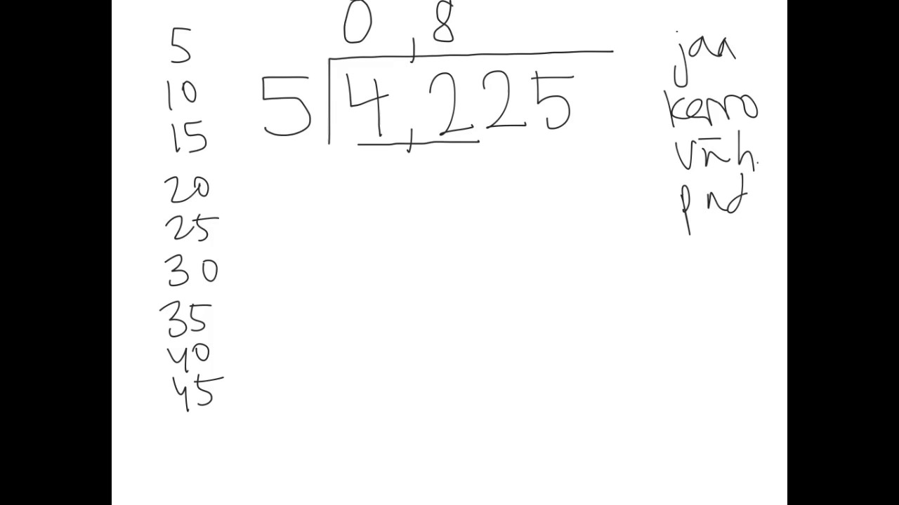 Desimaaliluvun allekkain jakolasku jakokulmassa - YouTube