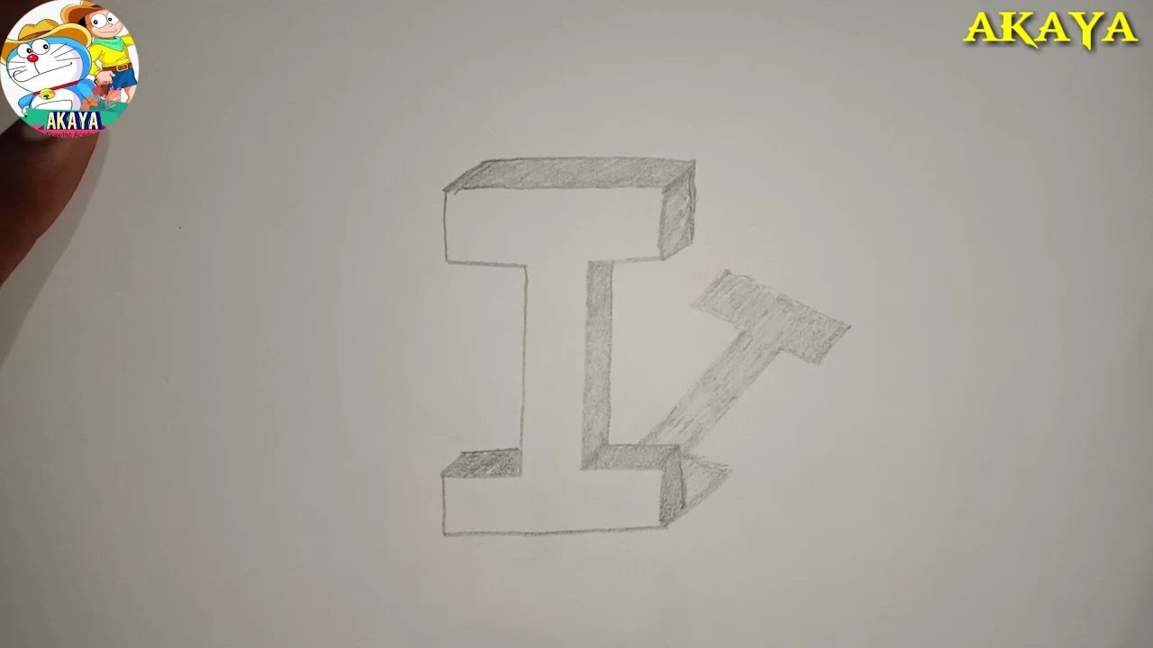 How to draw 3D "I" alphabet (3D letters)drawing/easy way to draw/step ...
