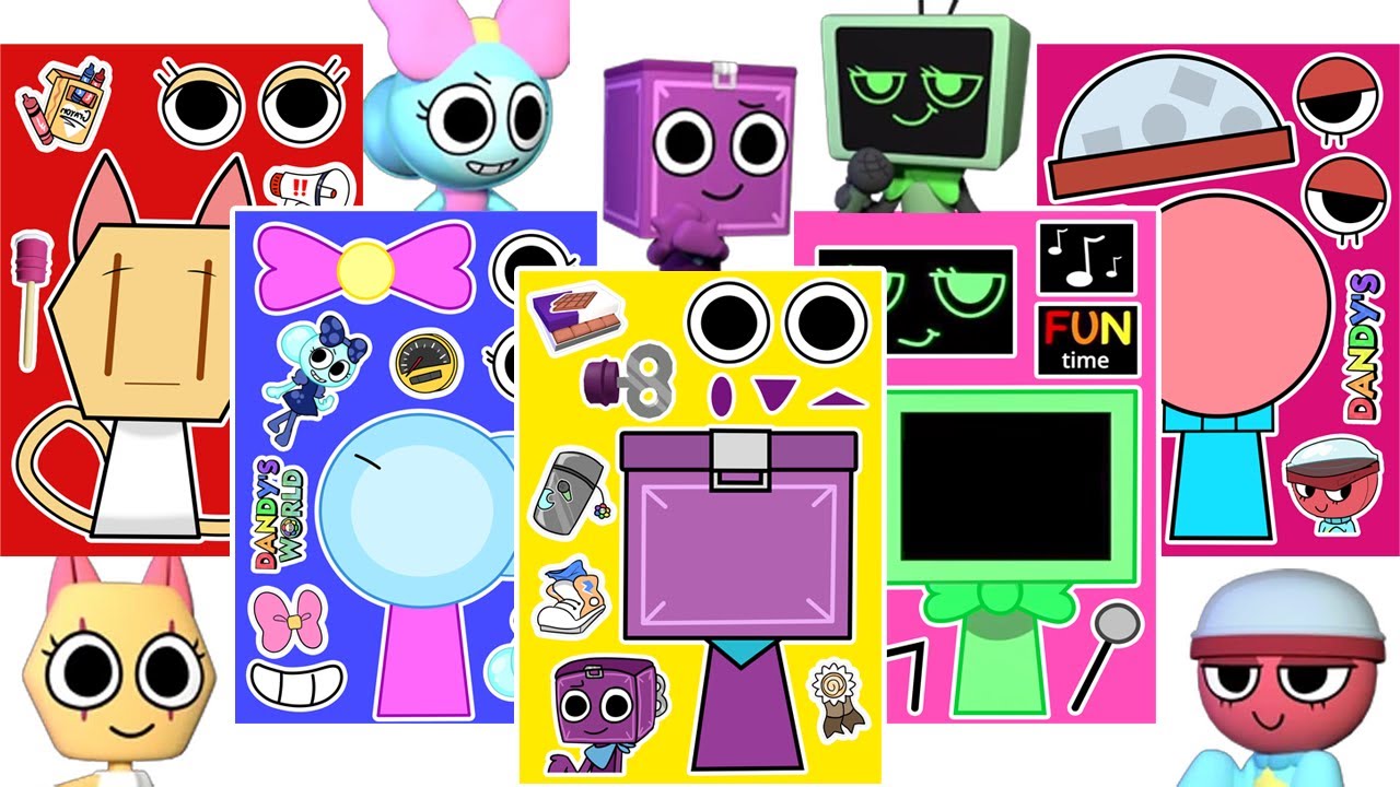 [Sticker ASMR] Dandy's World Sticker Book, Incredibox Sprunki version💝 ...