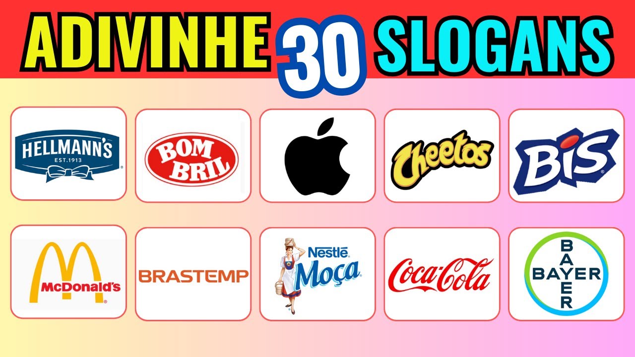 Adivinhe 30 Slogans de Marcas Famosas | Quiz de Marcas Famosas | Logos ...