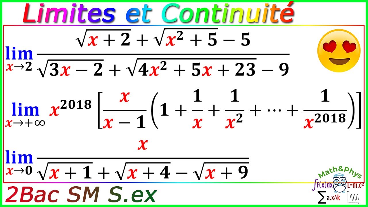 Calcul de Limites - Limites et Continuité - 2 Bac SM S.ex - [Exercice ...