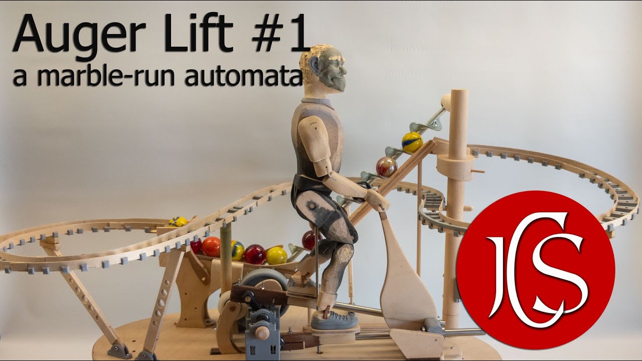Auger Lift #1, an as yet unpainted marble-run automata - YouTube