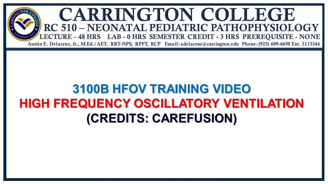 3100B High Frequency Oscillatory Ventilator Training Video - YouTube