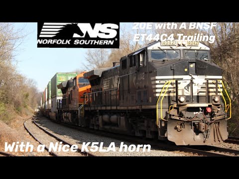 NS 4042 AC44C6M leads NS 20E with a BNSF ET44C4 Trailing! - YouTube