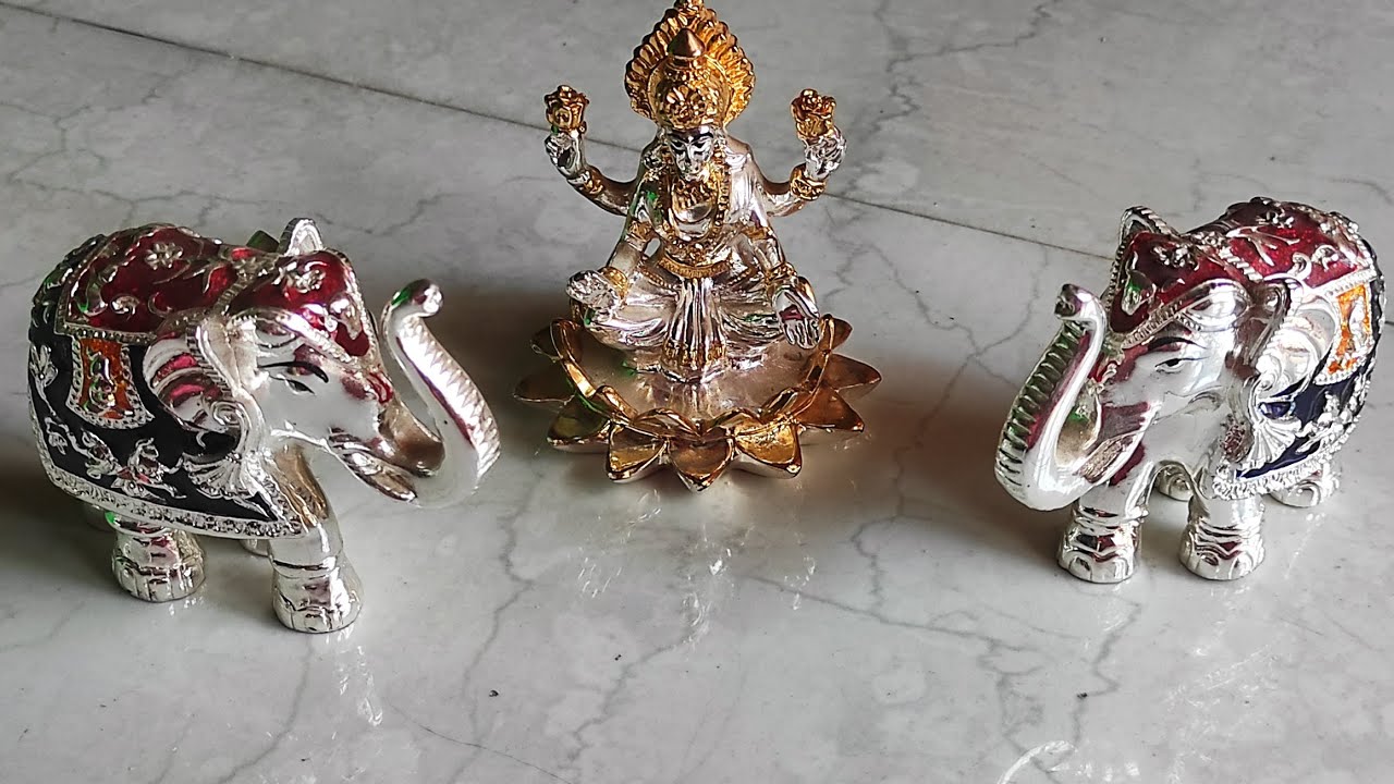 Lakshmi devi | Elephants silver prathimalu | silver articles - YouTube