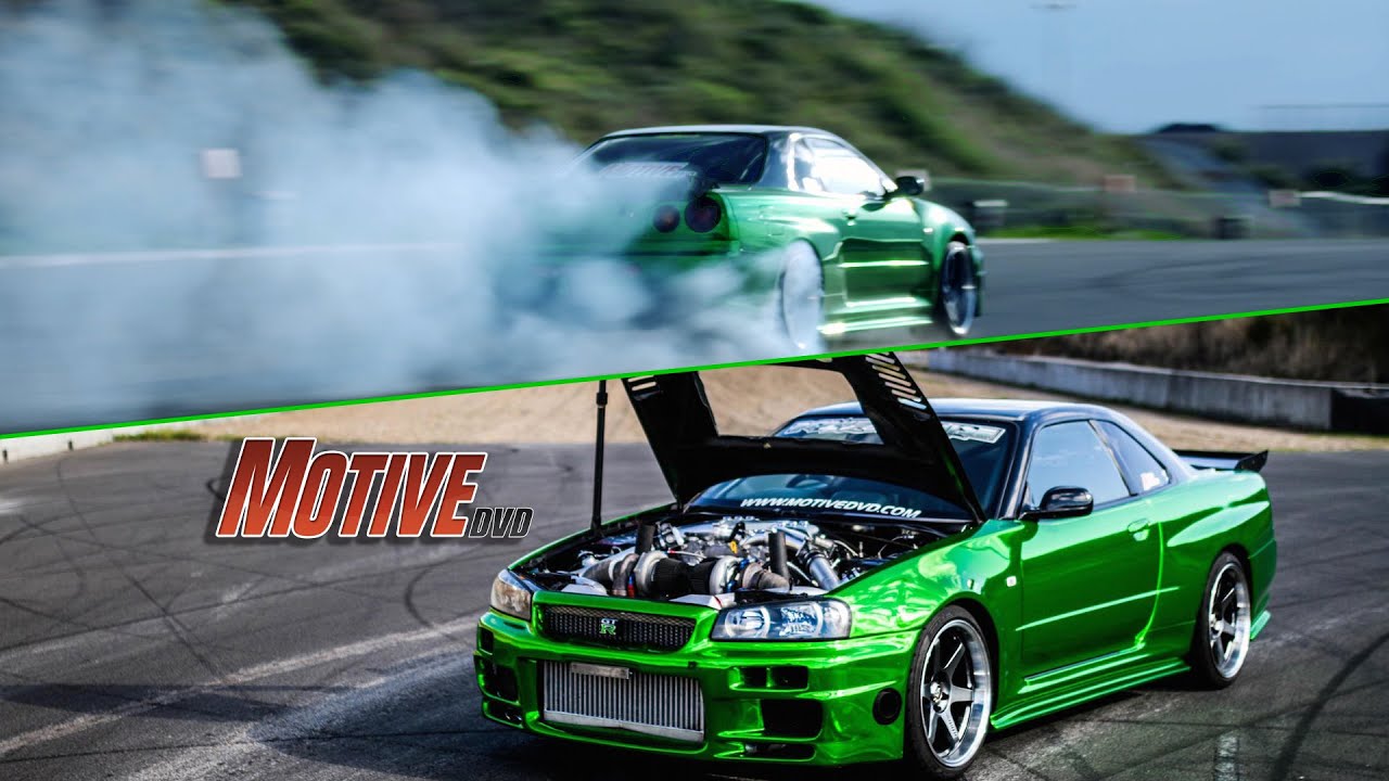 Swapping a VR38 V6 into a R34 Skyline GT-R - Erubisu Pt7 - Burnouts and ...