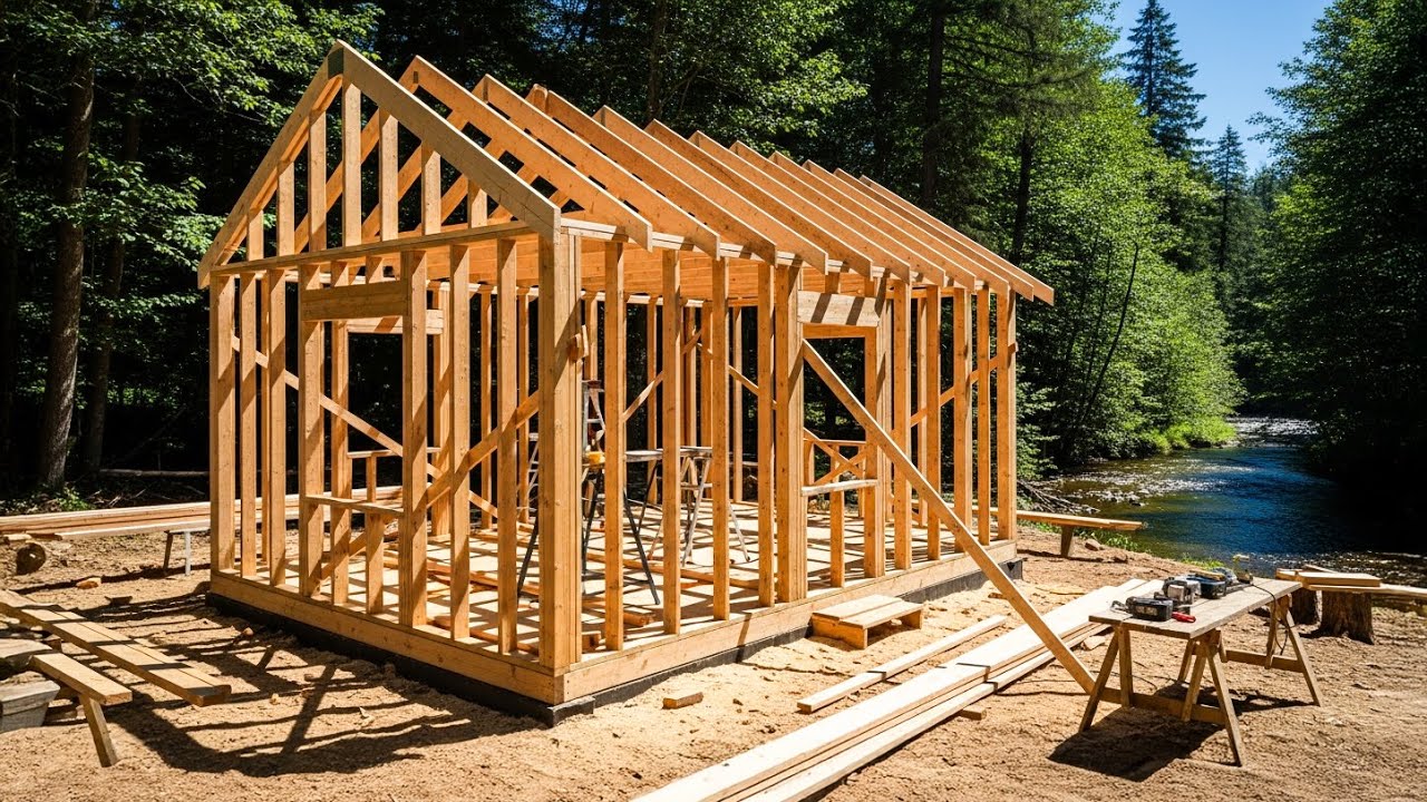 DIY Wooden House in Nature - Full Journey of Construction #diy #viral # ...
