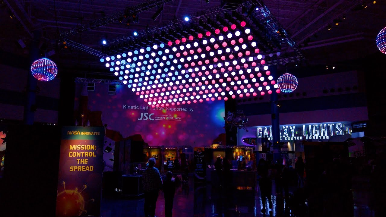 [4K] GALAXY LIGHTS, Space Center Houston Walk, Christmas Kinetic Light ...