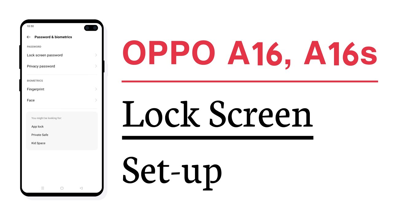 OPPO A16, A16s Lock Screen Setup Face Lock And Fingerprint Lock - YouTube
