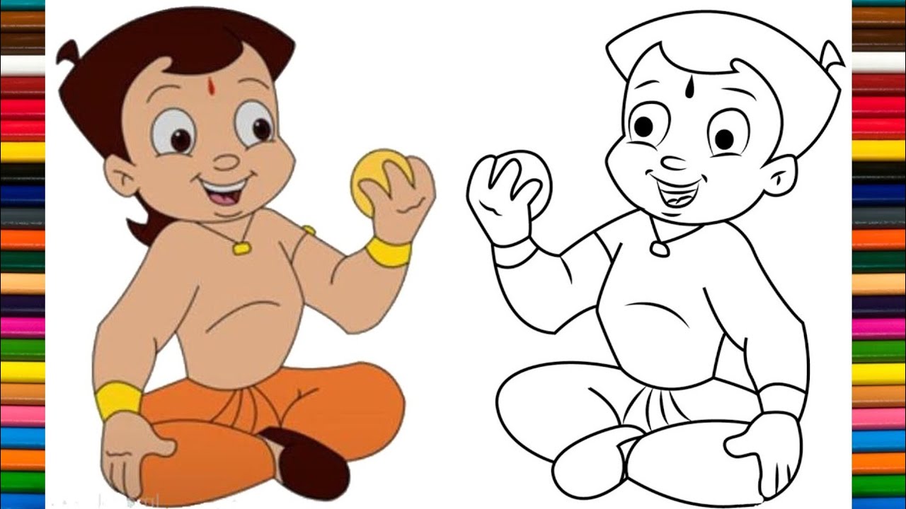 Chota Bheem with Ammy Laddu Drawing and colouring for kids and toddlers ...