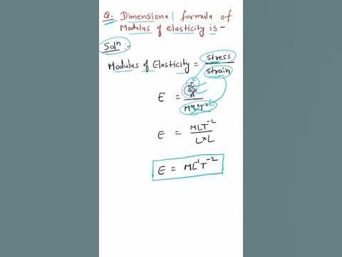 modulus of elasticity dimensional formula || Dimensions of modulus of ...