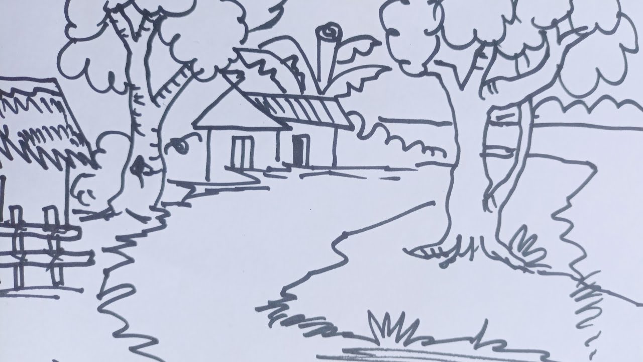 how to draw nature scenes easy-drawing for easily kids - YouTube