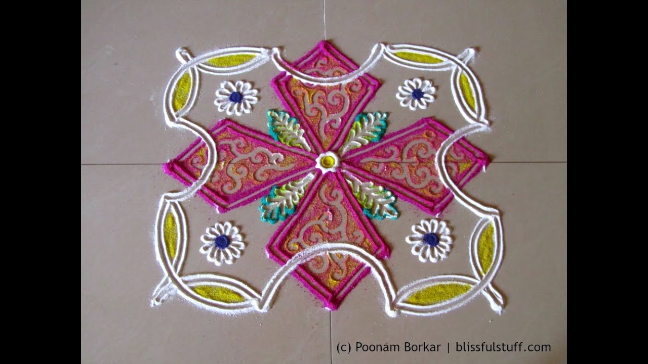 Small and easy 7 by 7 dots rangoli | Creative rangoli designs by Poonam ...