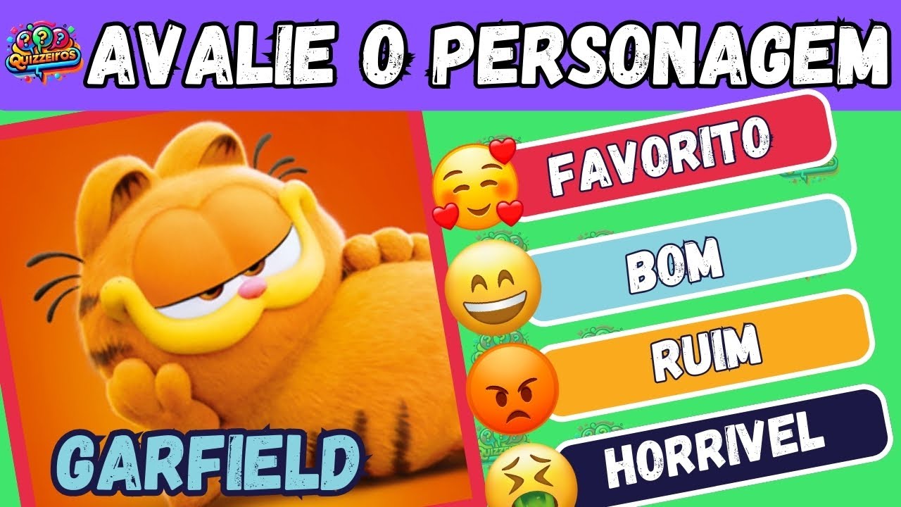 AVALIE O PERSONAGEM | Jogos de escolhas | Emojis | Garfield, Frozen ...