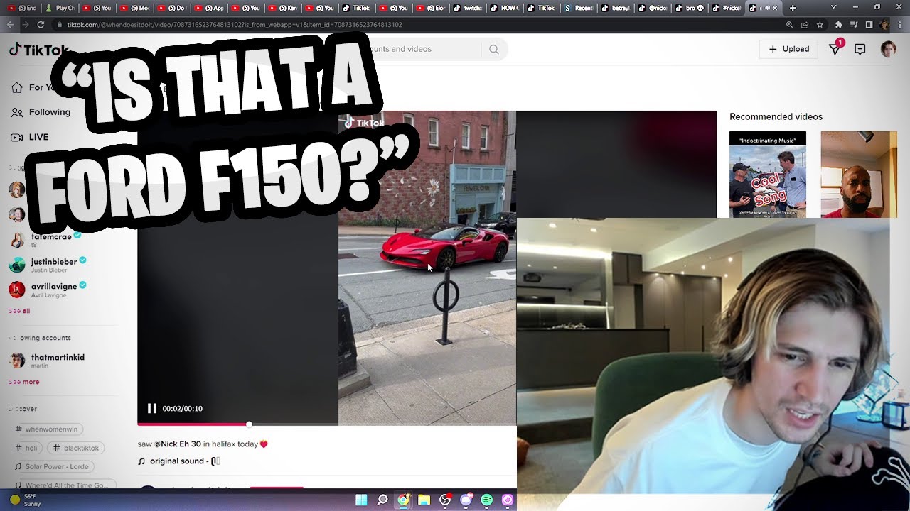 xQc thinks a Ferrari is a Ford F150 - YouTube