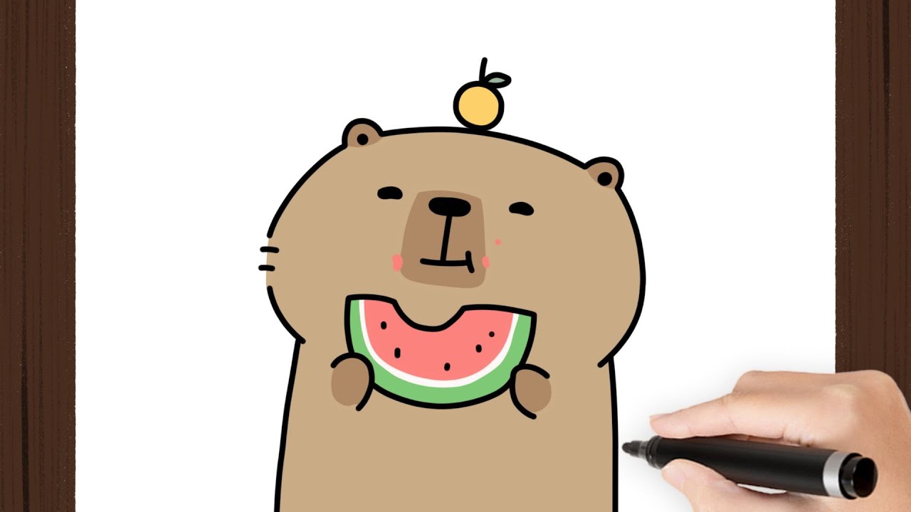 How To Draw a CAPYBARA with WATERMELON KAWAII I Easy - YouTube