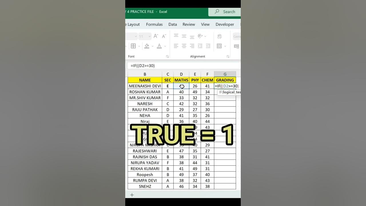 grading system in excel,how to make grading system in excel #excel #ytshorts #viral - YouTube