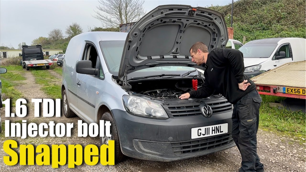 Vw caddy 1.6 TDI SNAPPED injector bolt removal - YouTube