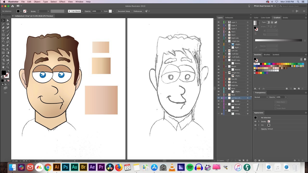 Cartoon Face from Pencil Concept - Adobe Illustrator Speed Art - YouTube