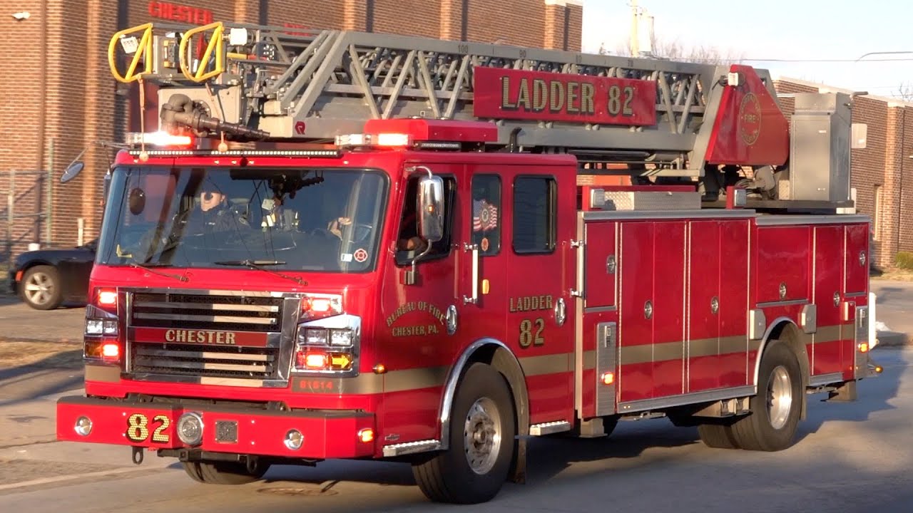 Chester Bureau of Fire Engine 82 & Ladder 82 Responding - YouTube