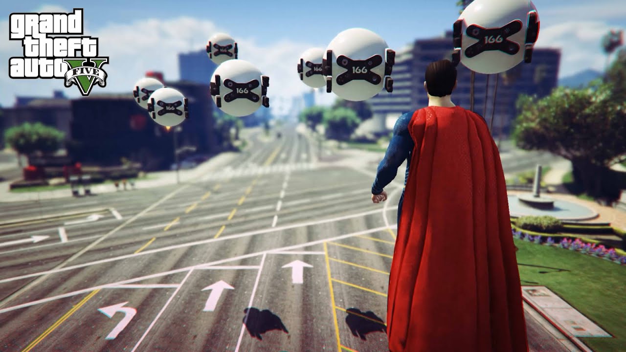 GTA 5 - Superman Protect The City From Drones Invasion - YouTube