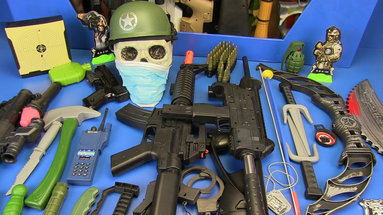 Toy Guns and Rifles ! Military Weapons Gun Toys&Equipment . Box of Toys ...