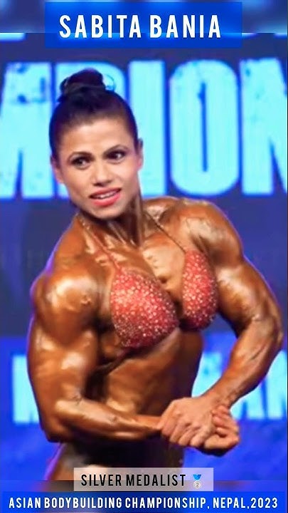 SABITA BANIA ON THE STAGE OF ASIAN BODYBUILDING AND PHYSIQUE CHAMPIONSHIP NEPAL KATHMANDU 2023 # ...