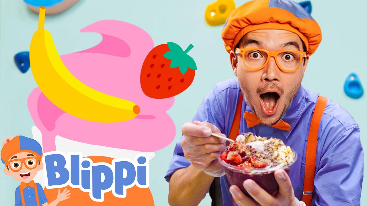 Blippi Eats A Fruit Smoothie Bowl! | Healthy Food for Children ...