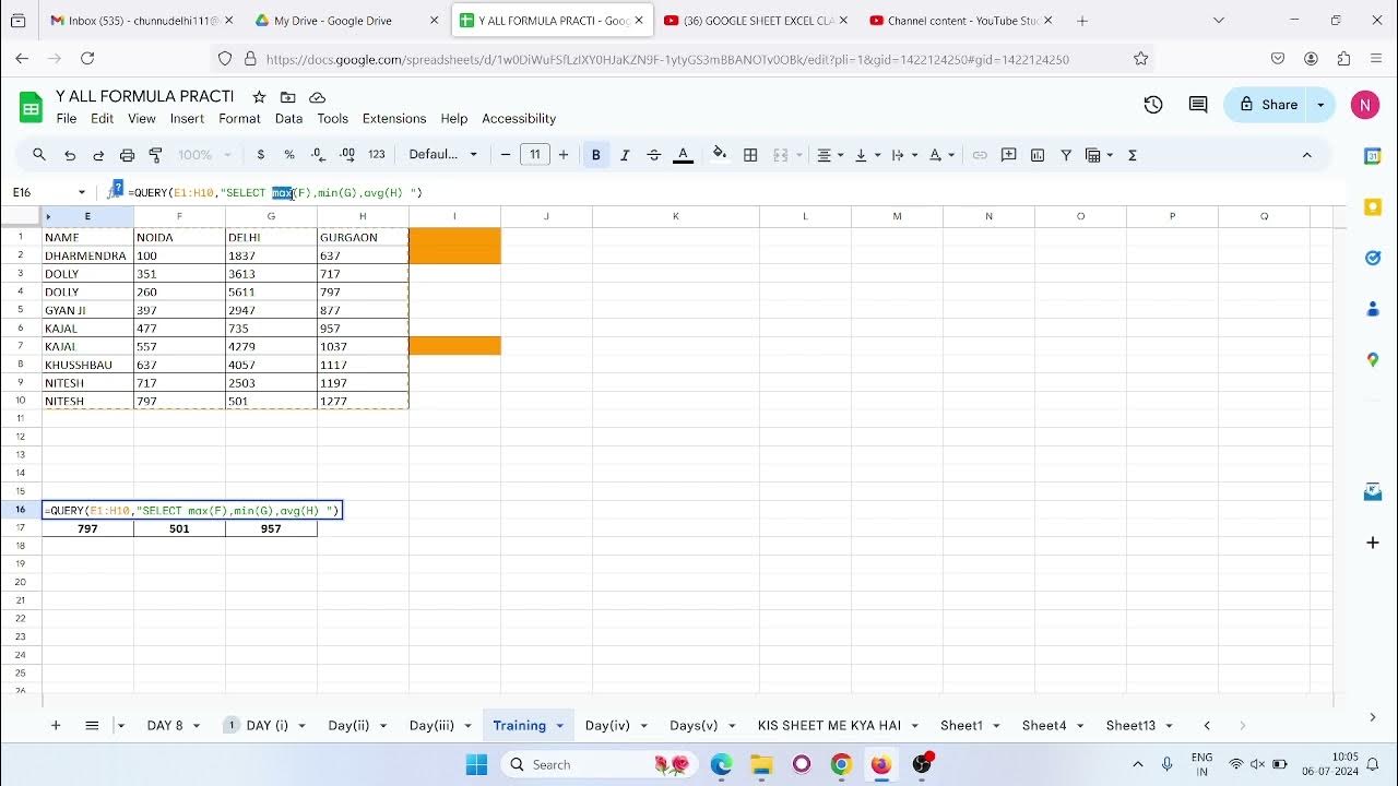 GOOGLE SHEET QUERY FUNCTION EXAMPE 3 - YouTube