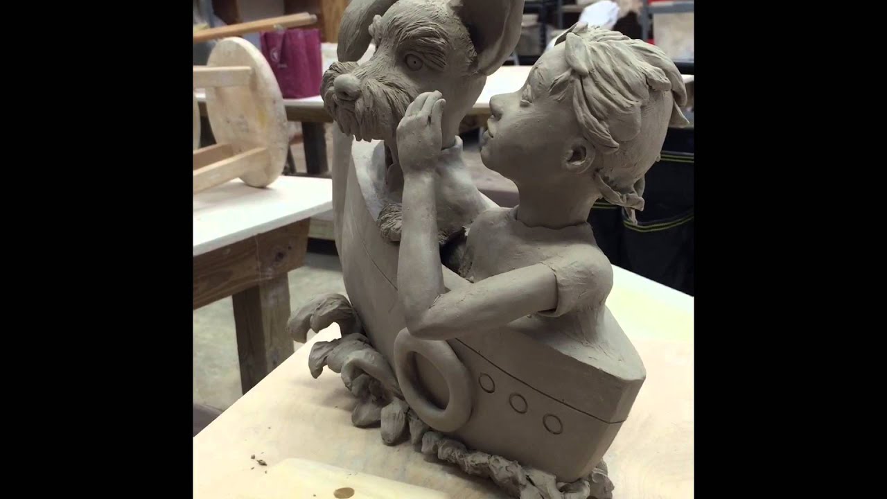 Figurative ceramic sculpture of dog and girl by artsy soul, Edrian ...