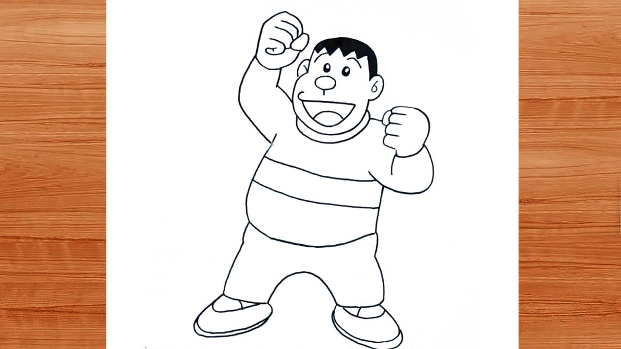 How to Draw Gian from Doraemon - Step by Step Tutorial! - YouTube