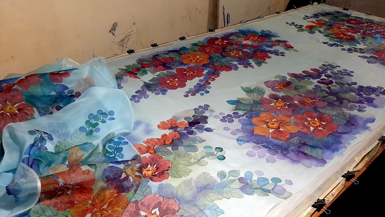 Silk fabric painting step by step tutorial for beginner || Silk fabric ...