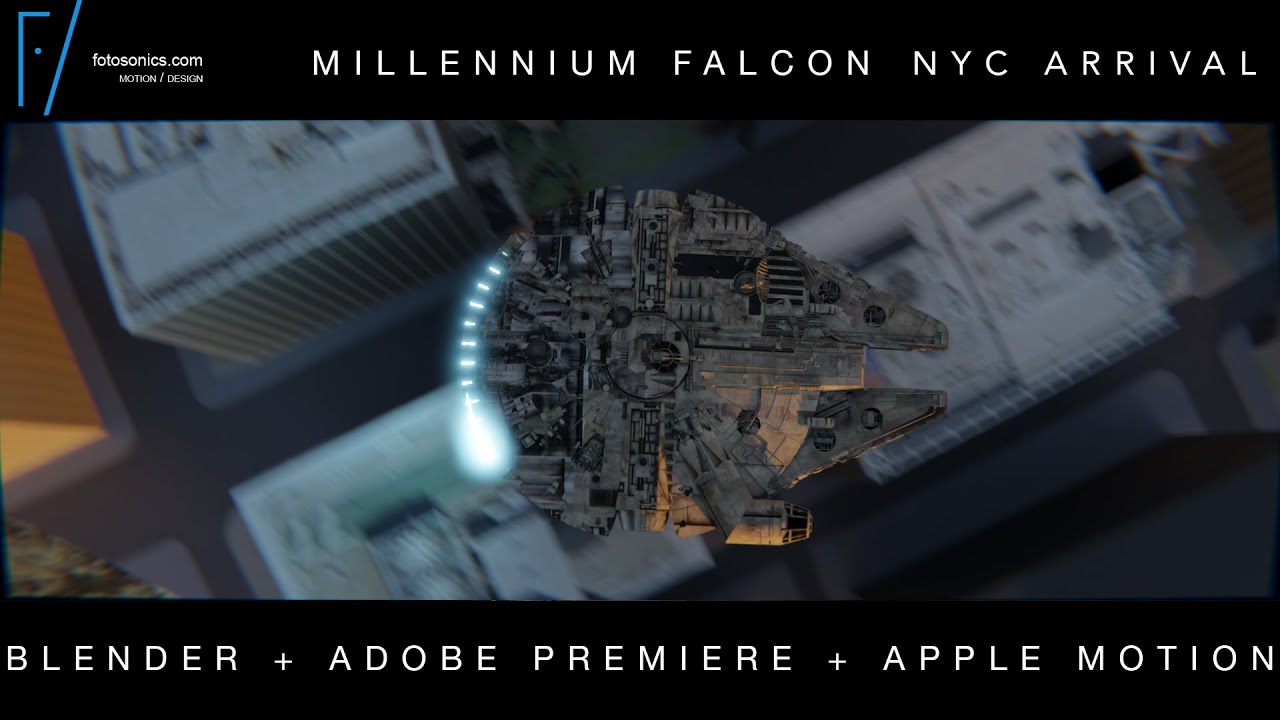 Millennium Falcon Arrives in NYC, Blender Cycles Renders with Sound Effects - YouTube