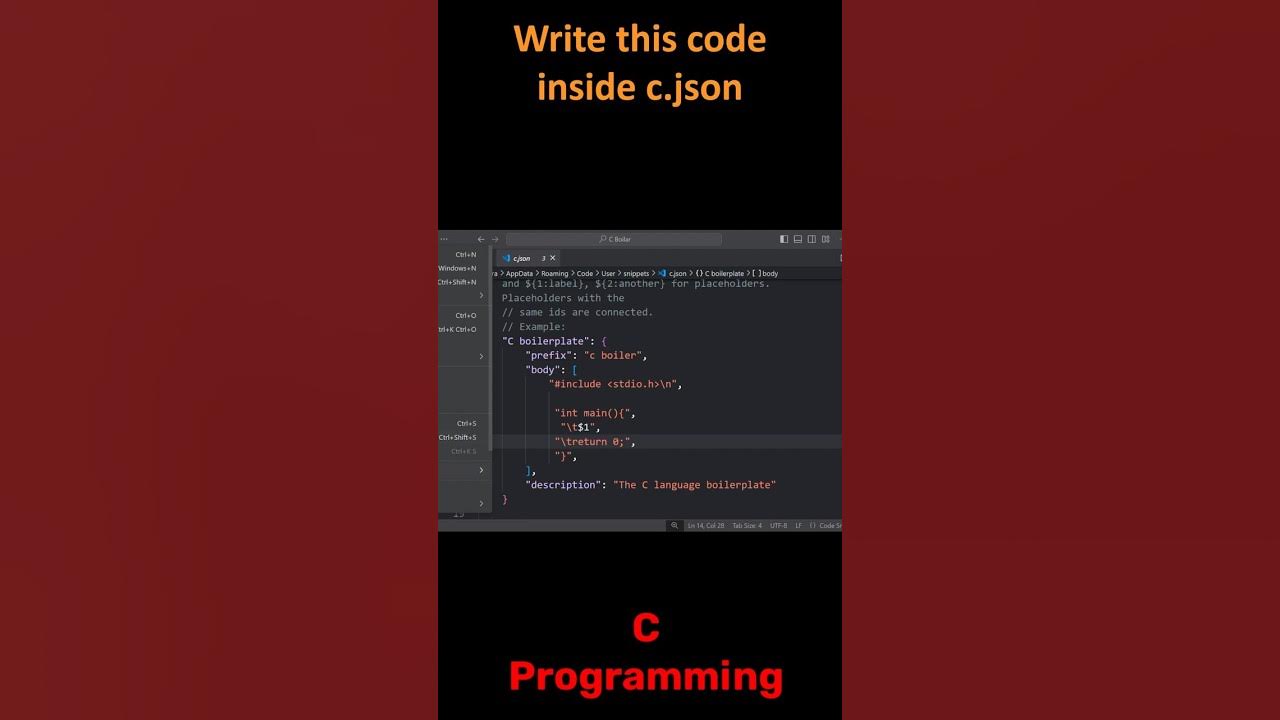 Write C language starting code Just in 2 Click #cprogramming #clanguage #coding #shortcut # ...
