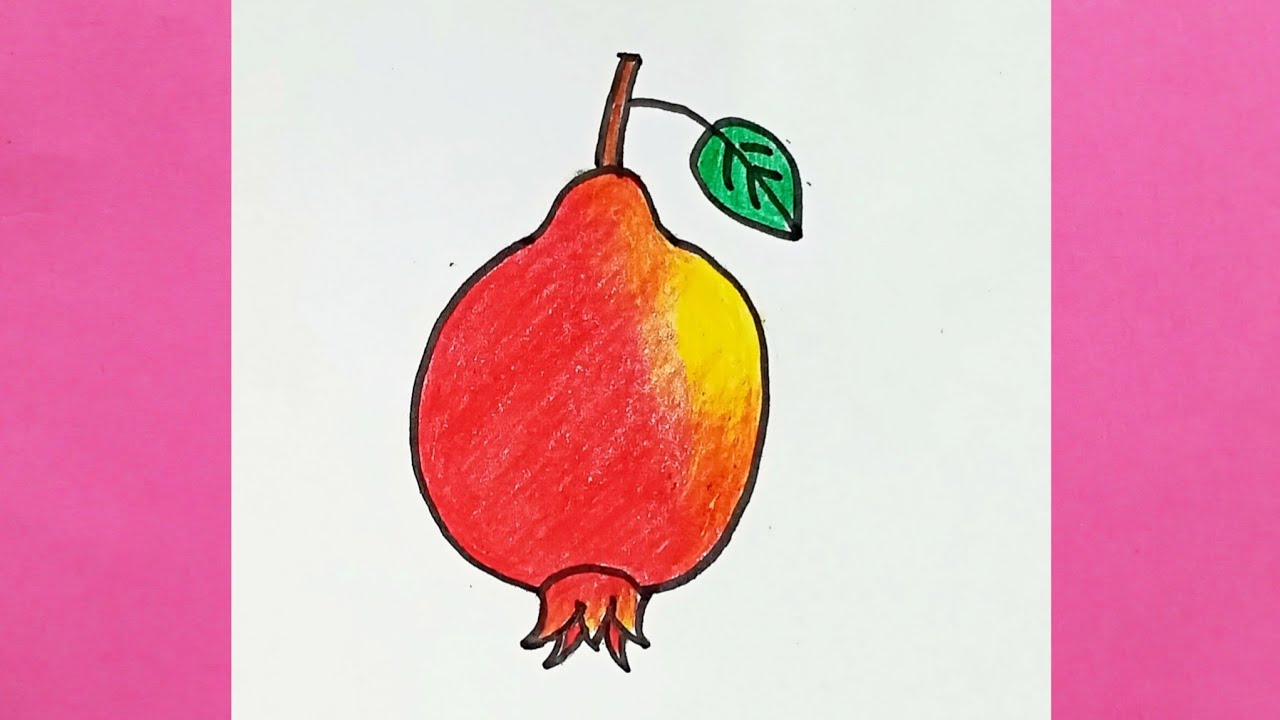 How to Draw A POMEGRANATE Step by Step || very easy DALIM drawing for ...