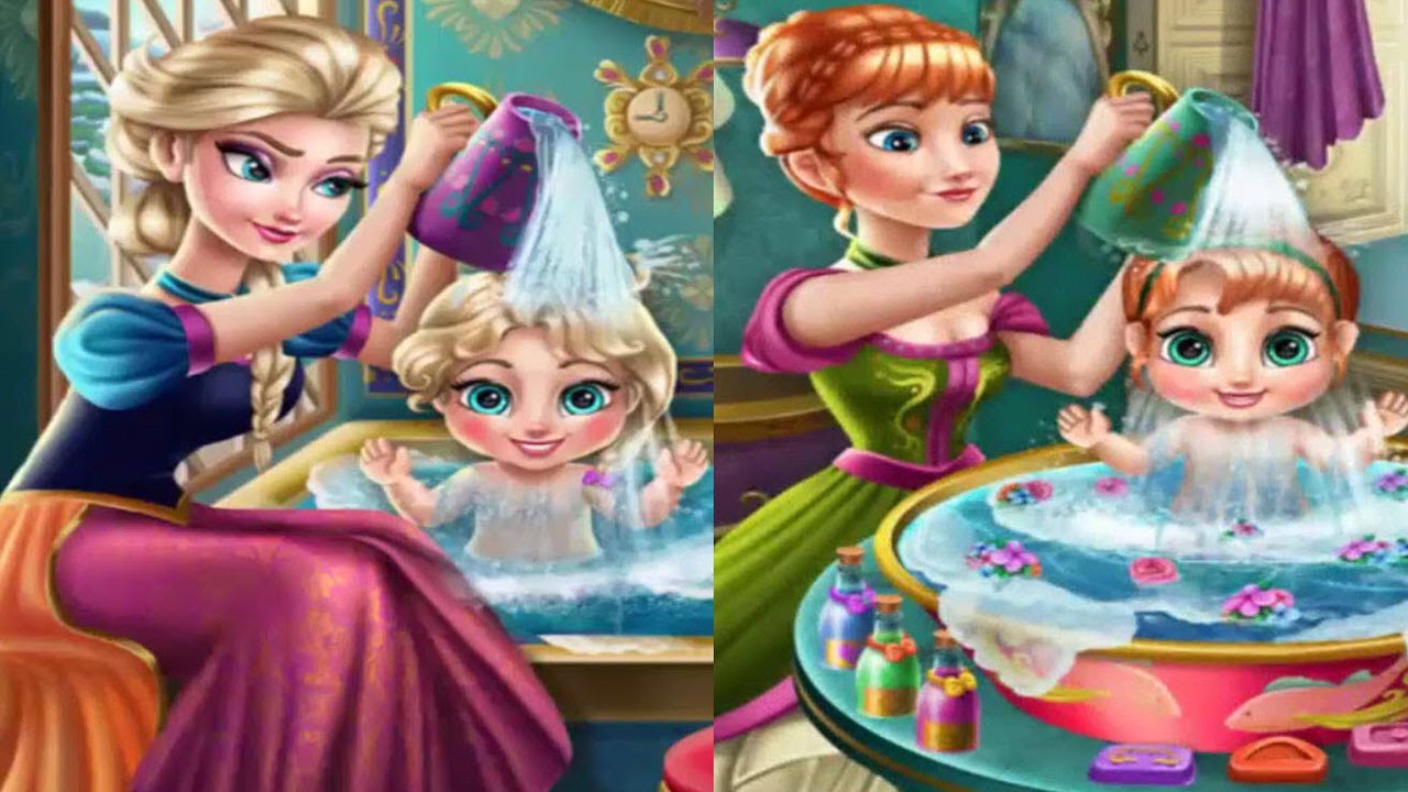 Disney princess - Elsa Baby Wash Anna Baby Wash free kids games - YouTube