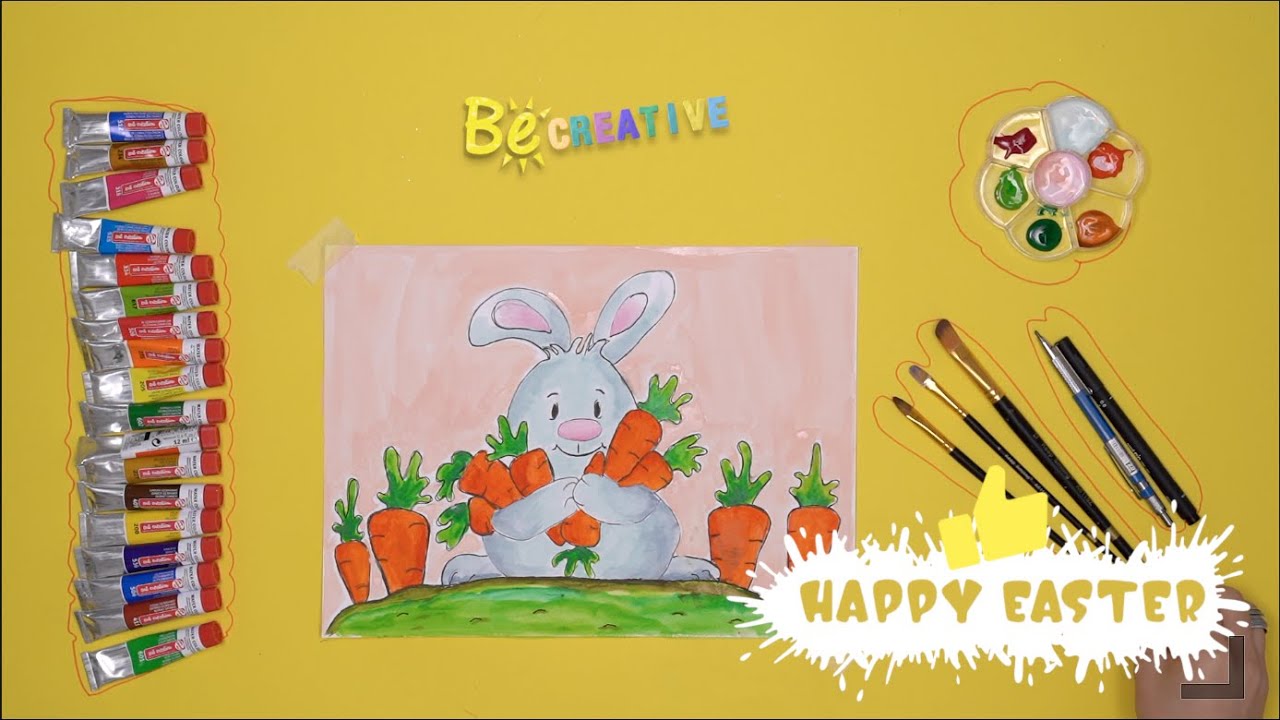 How to draw, rabbit with carrots for the Easter, step by step 🥕🐇 - YouTube