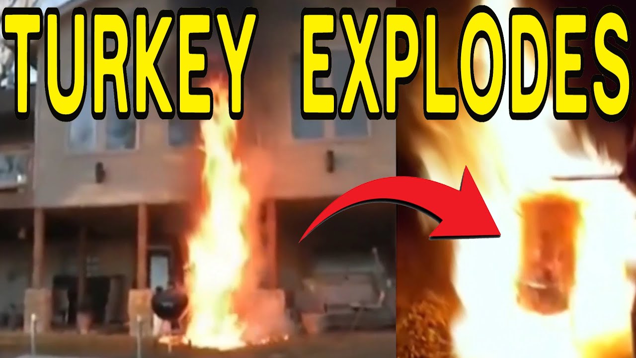 Frozen Turkey + Hot Oil EXPLODES?! Thanksgiving Turkey Fryer Disasters ...